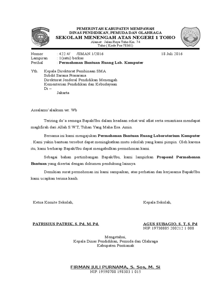 Surat Proposal Lab Komputer | PDF