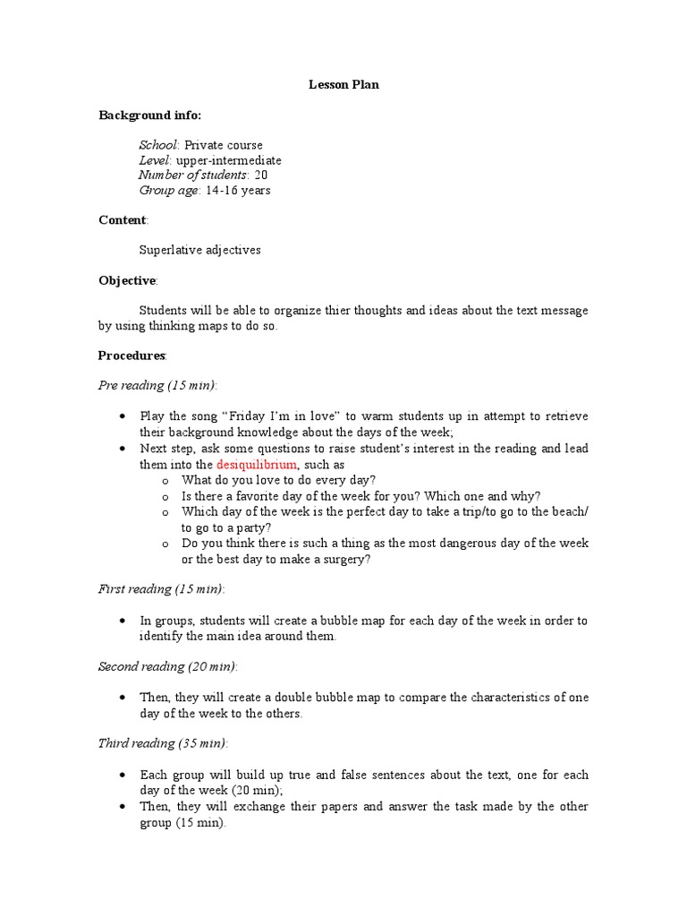 Lesson Plan PDP - Luiza | PDF