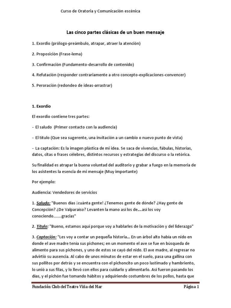 Las 5 Partes Del Discurso | Retórica | Desempleo