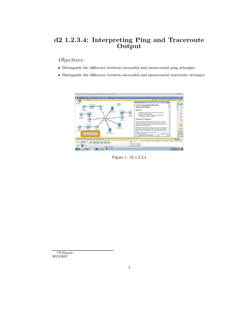d2 1.2.3.4: Interpreting Ping and Traceroute Output: Objectives | PDF ...