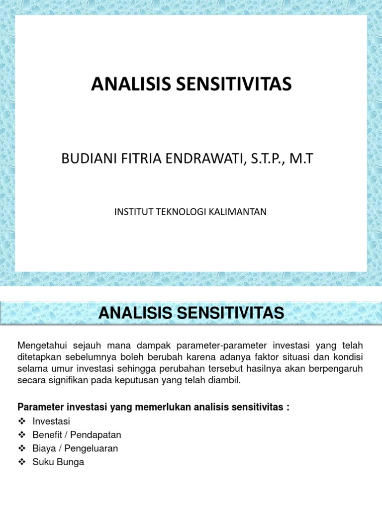 13 - Analisis Sensitivitas | PDF | Alam Semesta Fisik | Ekonomi