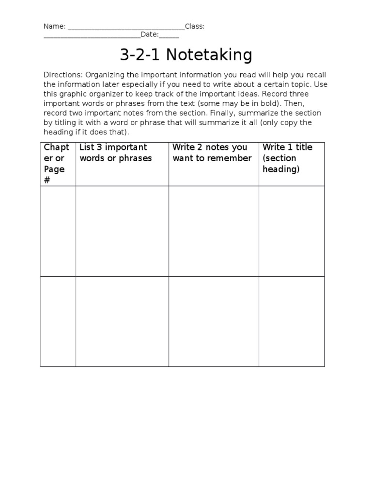3-2-1 Notetaking | PDF | Computers