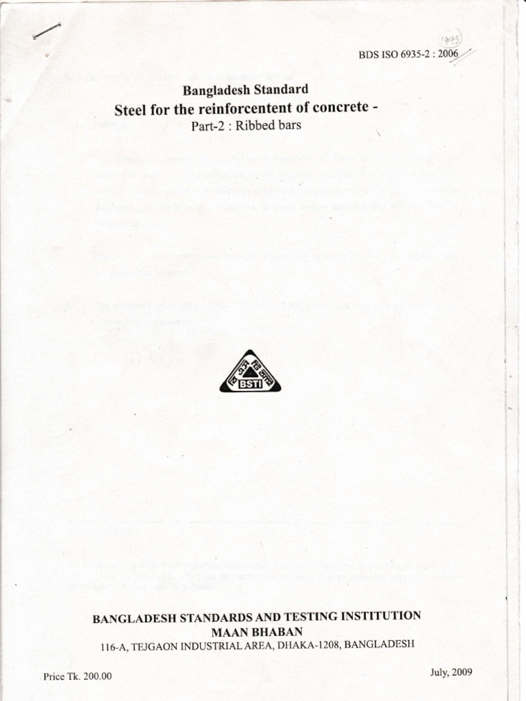 BDS ISO-6935-2-2006 (BDS Standard For Reinforcing Steel) | PDF ...