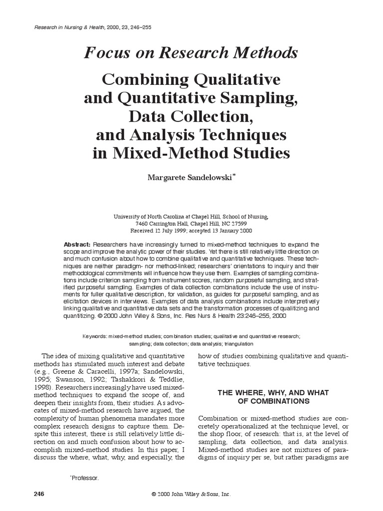 Combining Qualitative and Quantitative Data Sampling and Analysis Mixed ...