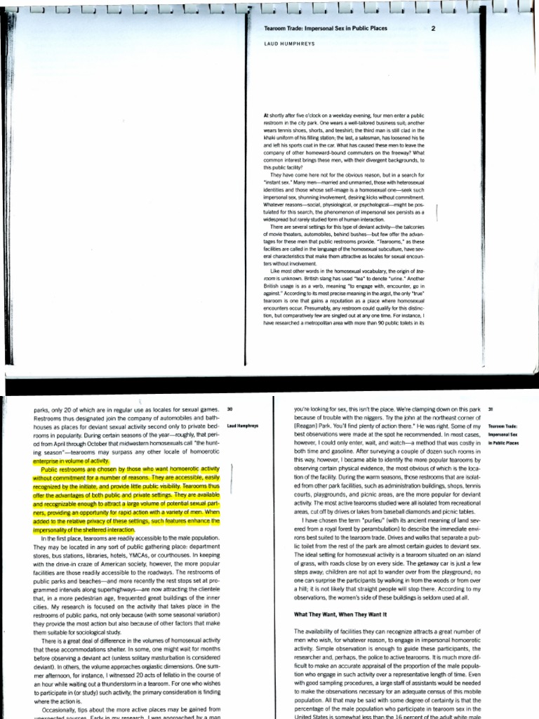 Humphreys, Laud. Tearoom Trade | PDF | Homosexuality | Sexual Intercourse