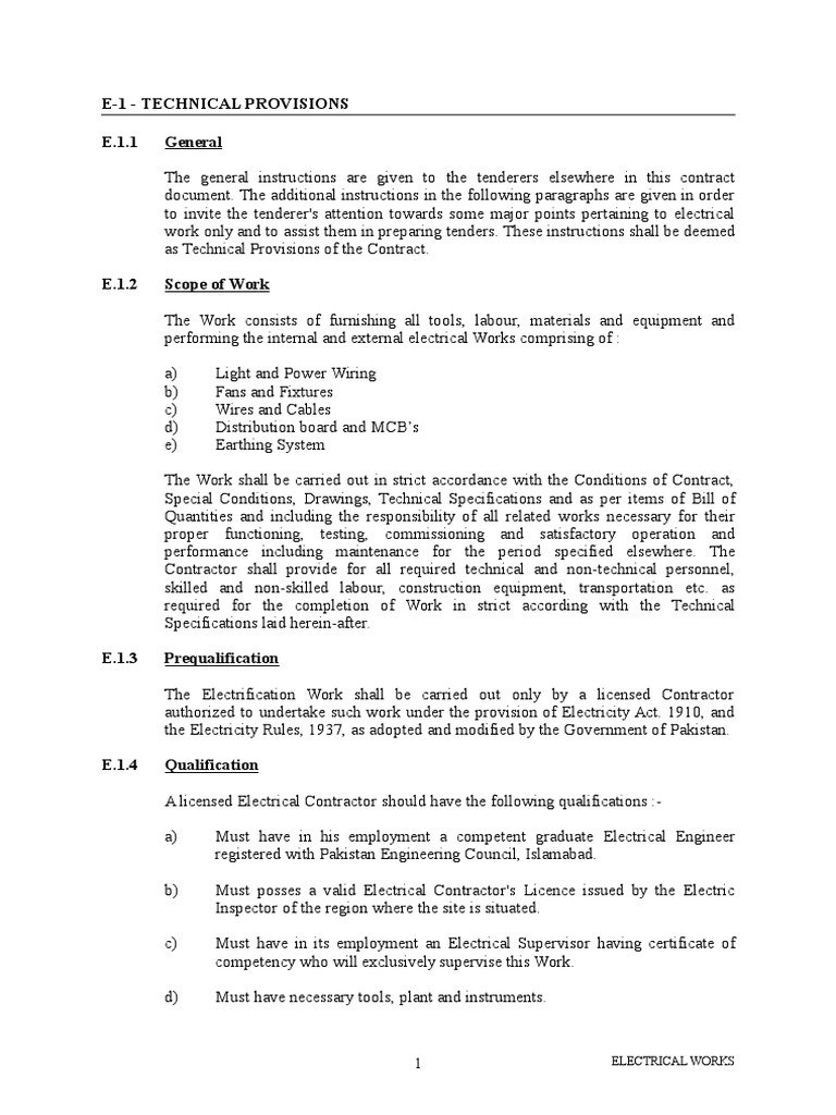Elect Specs | PDF | Electrical Wiring | Electrical Connector