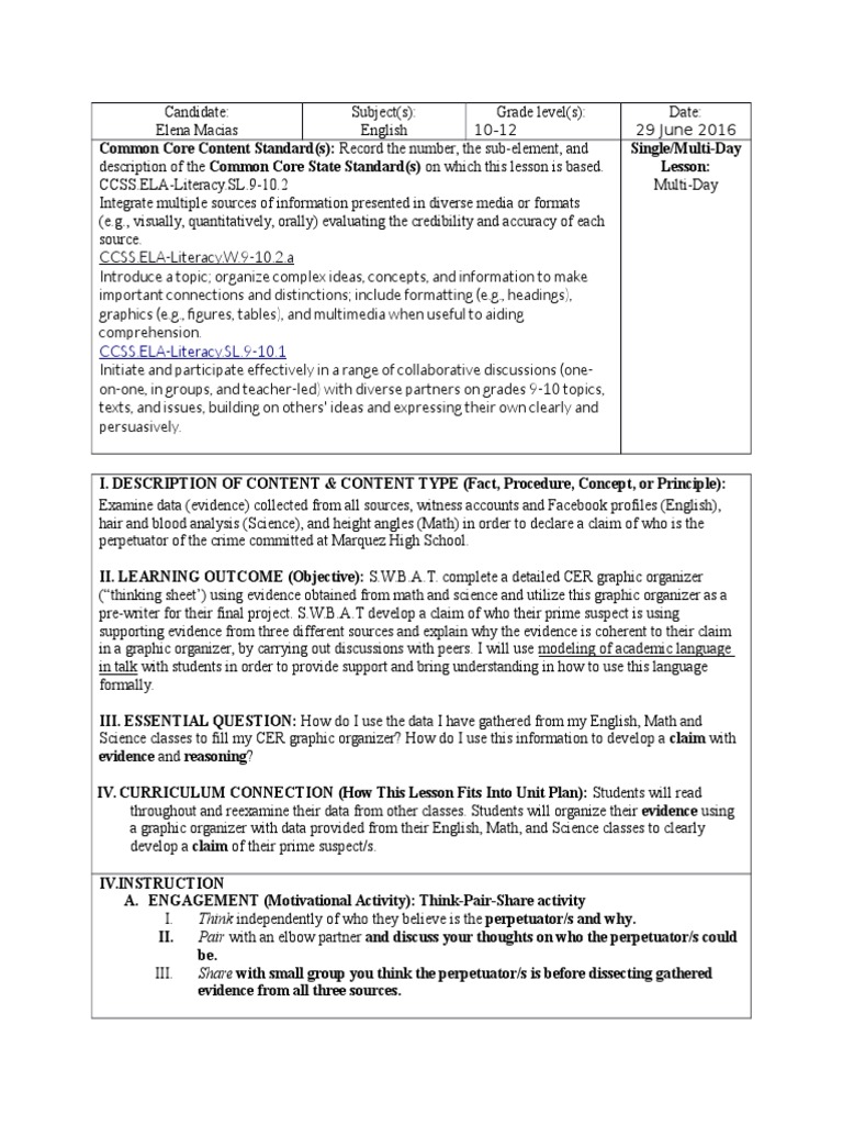 cer graphic organizer lesson plan | Facebook | Science
