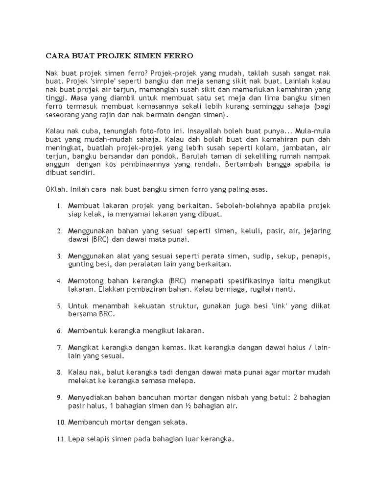 Cara Buat Projek Simen Ferro | PDF