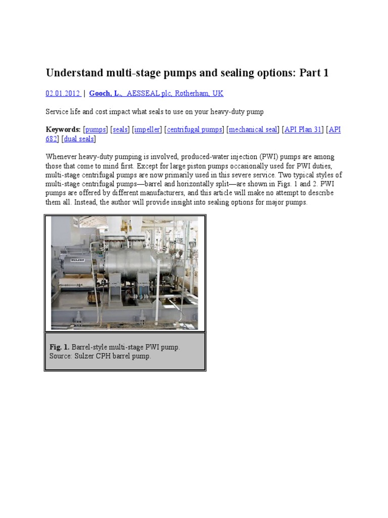 Sealing Options for Multi-Stage Pumps Used in Produced Water Injection ...