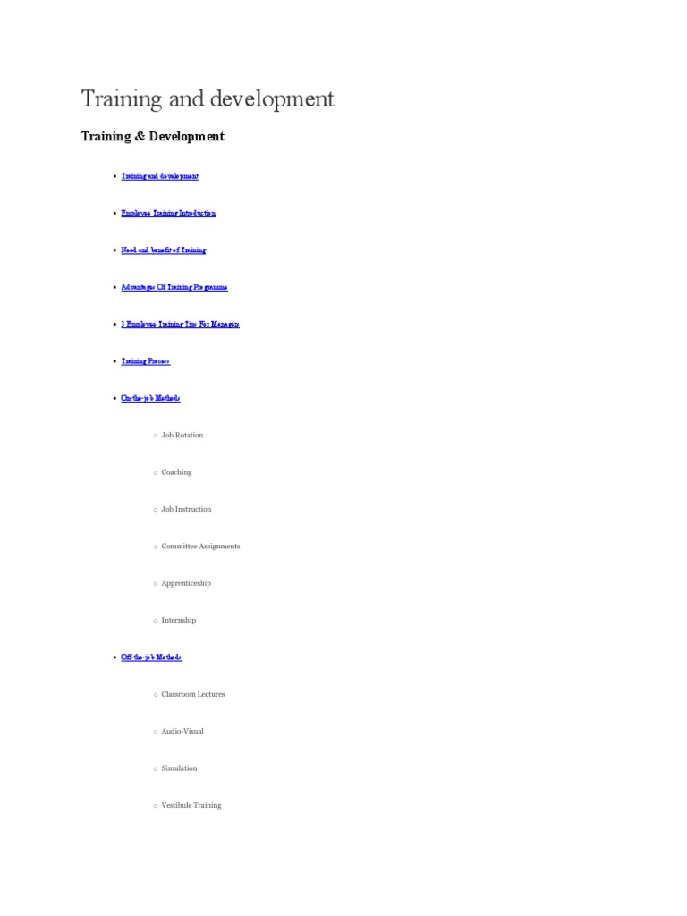 Training and Development | PDF | Apprenticeship | Employment