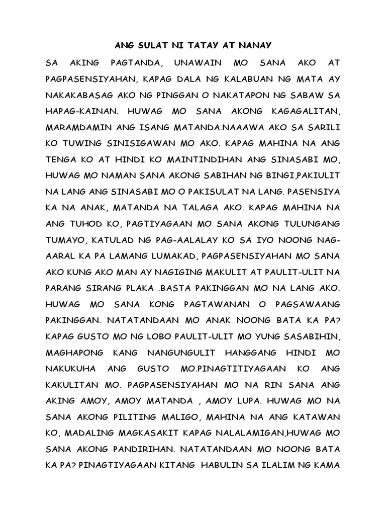 Ang Sulat Ni Tatay at Nanay | PDF