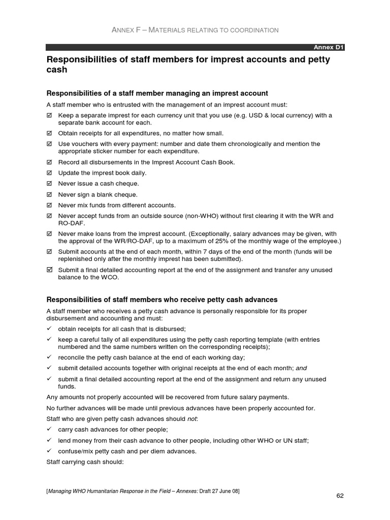 Imprest Account Management | PDF | Cheque | Money
