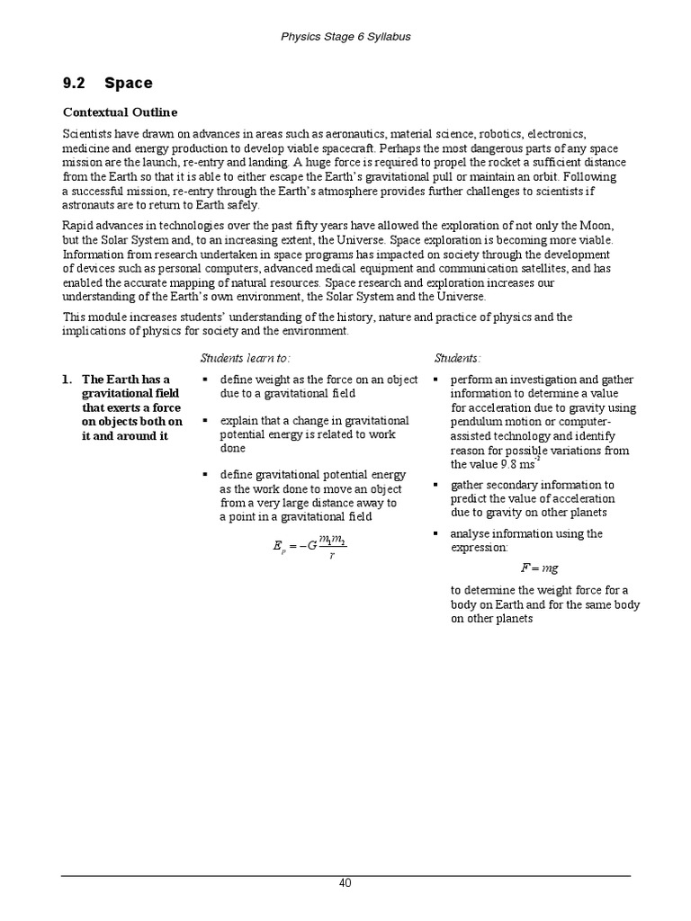 Physics Syllabus | PDF | Nuclear Physics | Gravity