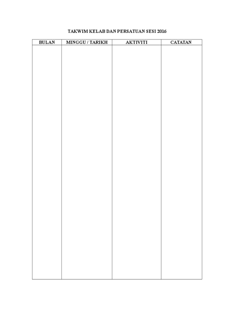 Template Takwim Kelab & Persatuan | PDF