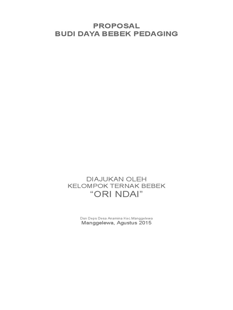 Proposal Bebek Pedaging | PDF