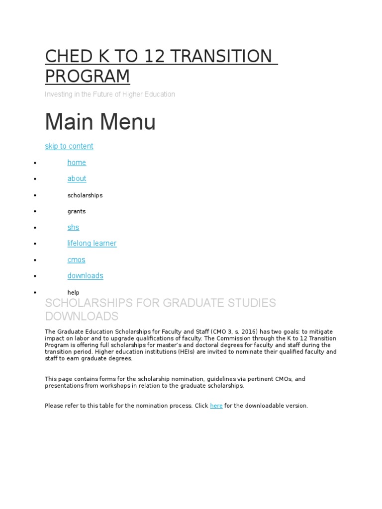 Ched K To 12 Transition Program | PDF | Thesis | Academic Degree