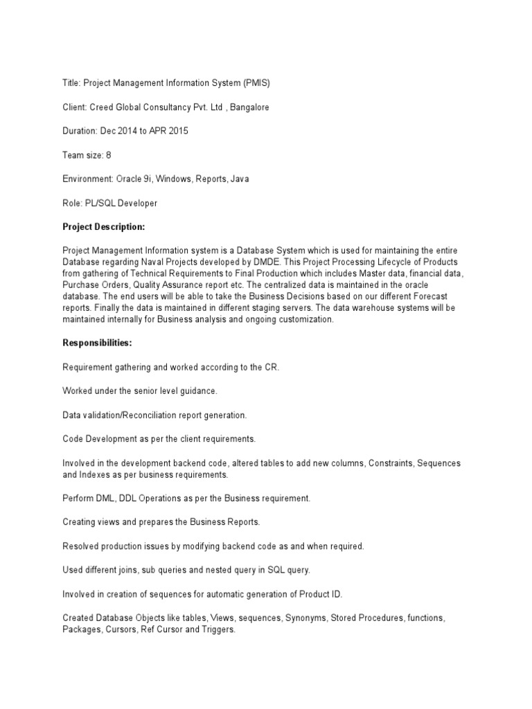 Project Details | PDF | Pl/Sql | Databases