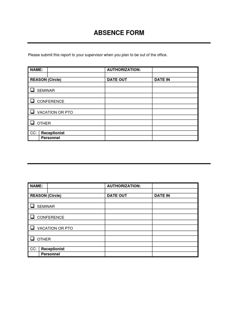 Absence Form | PDF