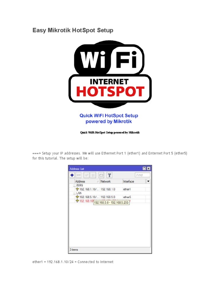 Easy Mikrotik HotSpot Setup | PDF | Ip Address | Domain Name System