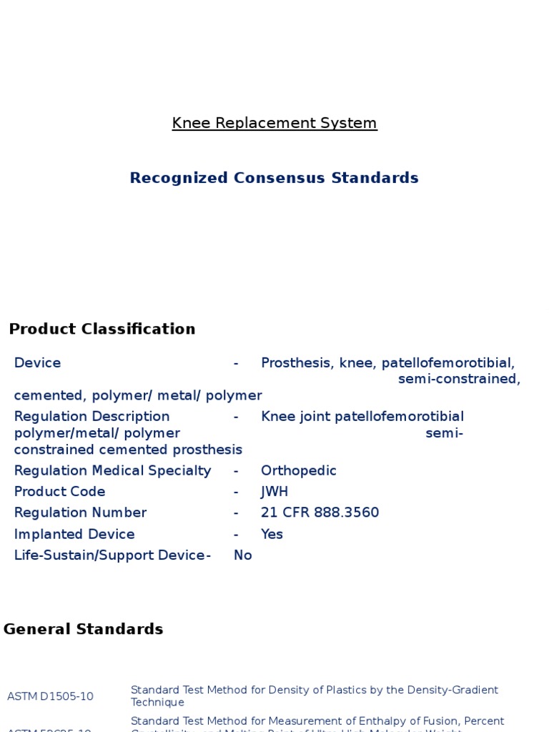 Recognized Consensus Standards | PDF | Prosthesis | Wear