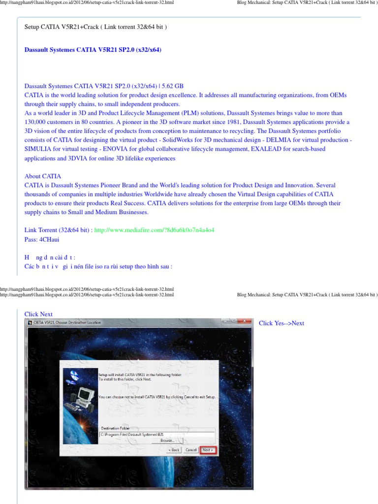 Setup CATIA V5R21+Crack (Link Torrent 32&64 Bit) | PDF | Business | Computing