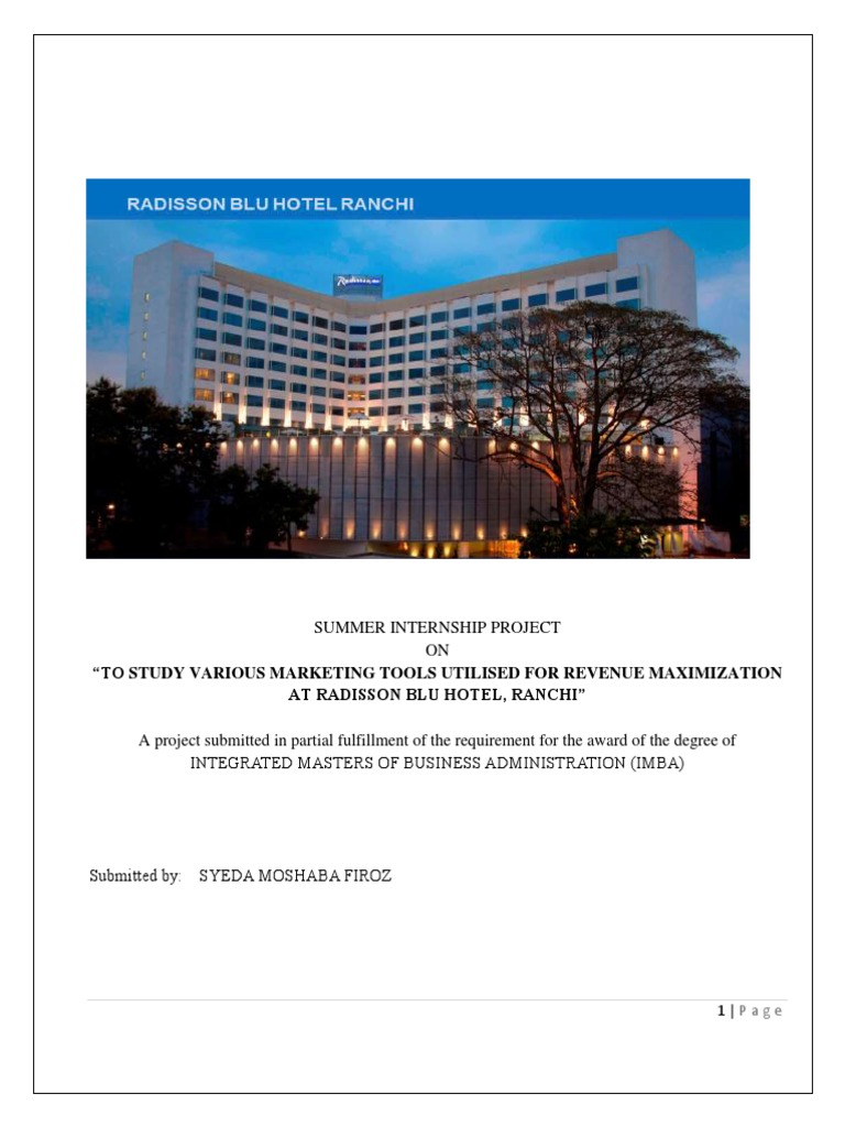 Summer Internship Report On Radisson Blu | PDF | Hotel | Tourism