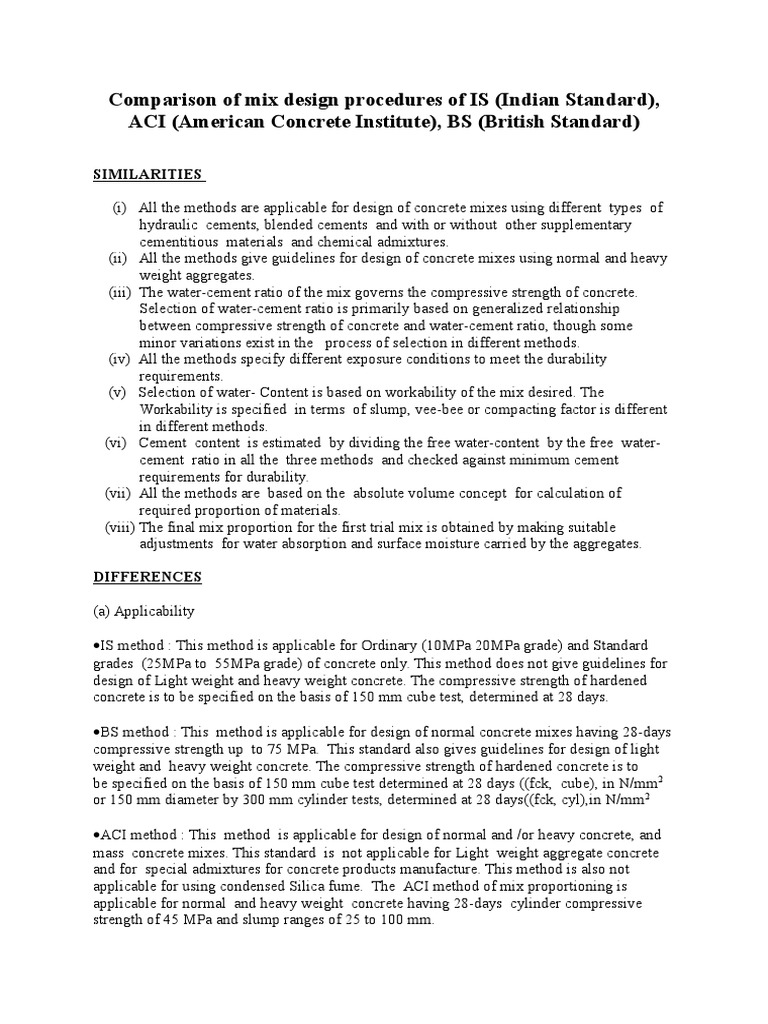 Comparision Code Mix Codes | PDF | Concrete | Manmade Materials