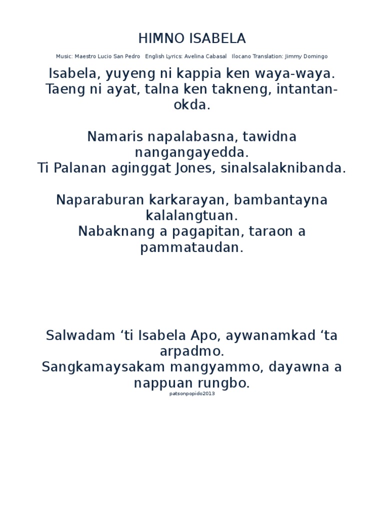 Himno de Isabela: Letra y Traducción | PDF | Idiomas