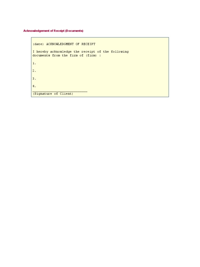 Acknowledgement of Receipt (Documents) | PDF | Business | Finance ...