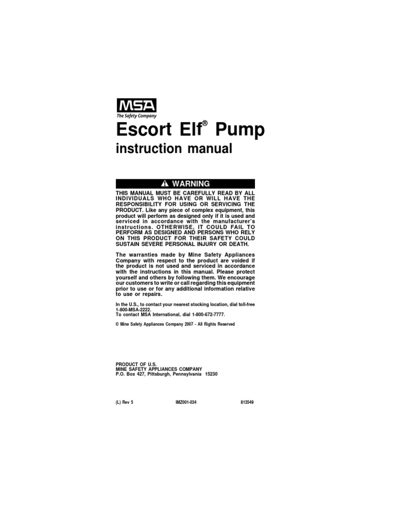 Escort Elf Pump: Instruction Manual | PDF | Electrical Connector | Flow ...