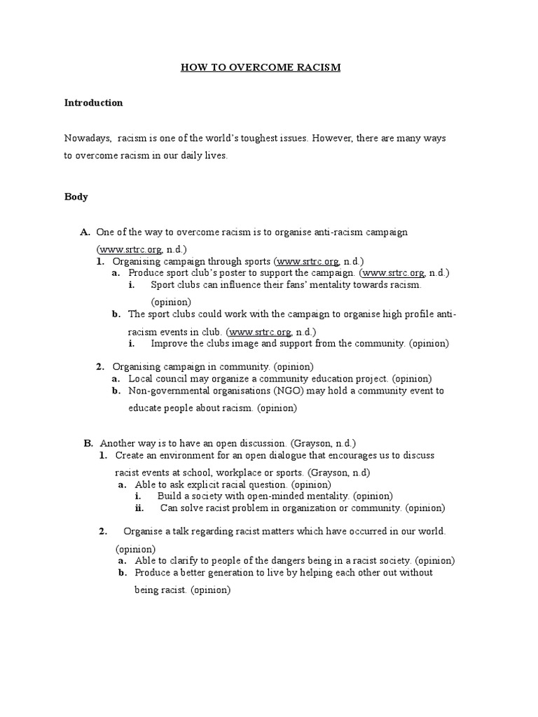 How To Overcome Racism | PDF | Racism | Discrimination & Race Relations