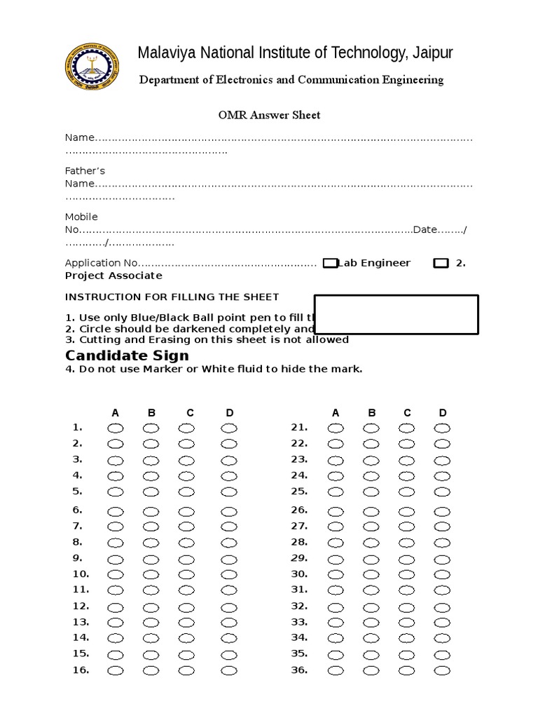 OMR Sheet | PDF