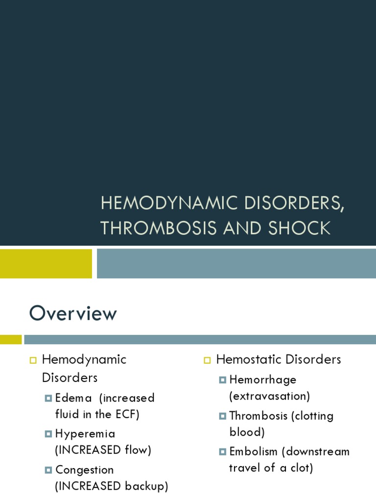 Hemodynamic and Hemostatic Disorders Overview | PDF | Platelet ...