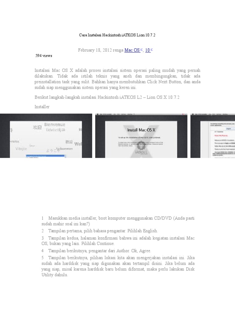 Instalasi iATKOS Lion 10.7.2 Step-by-Step | PDF | Komputer