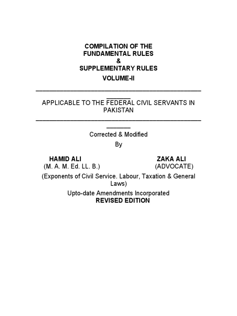 Compilation of The Fundamental Rules & Supplementary Rules Volume-Ii ...