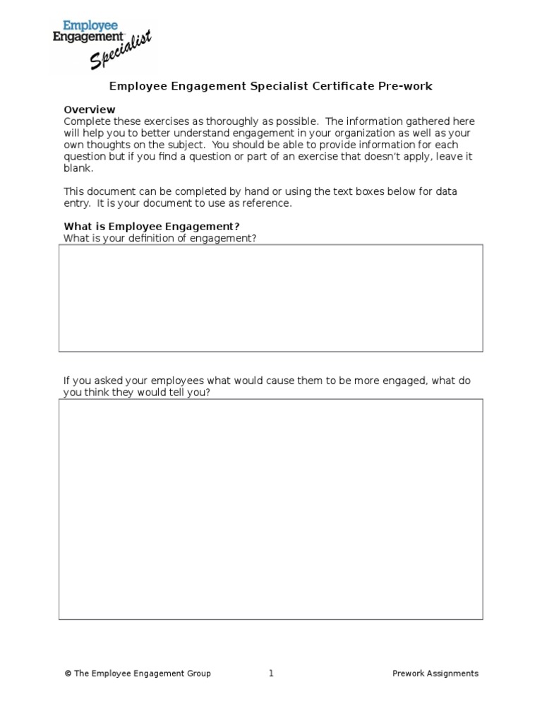 Employee Engagement Questionnaire | PDF | Business | Employee Employee Engagement Questionnaire | PDF | Business | Employee