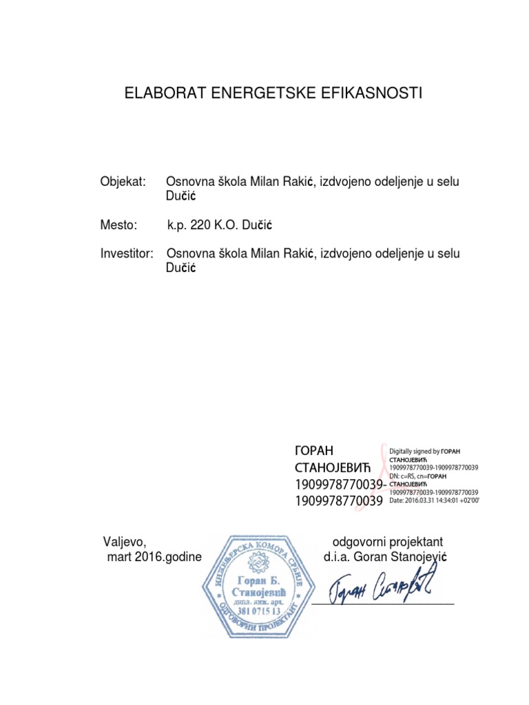 Elaborat Energetske Efikasnosti | PDF