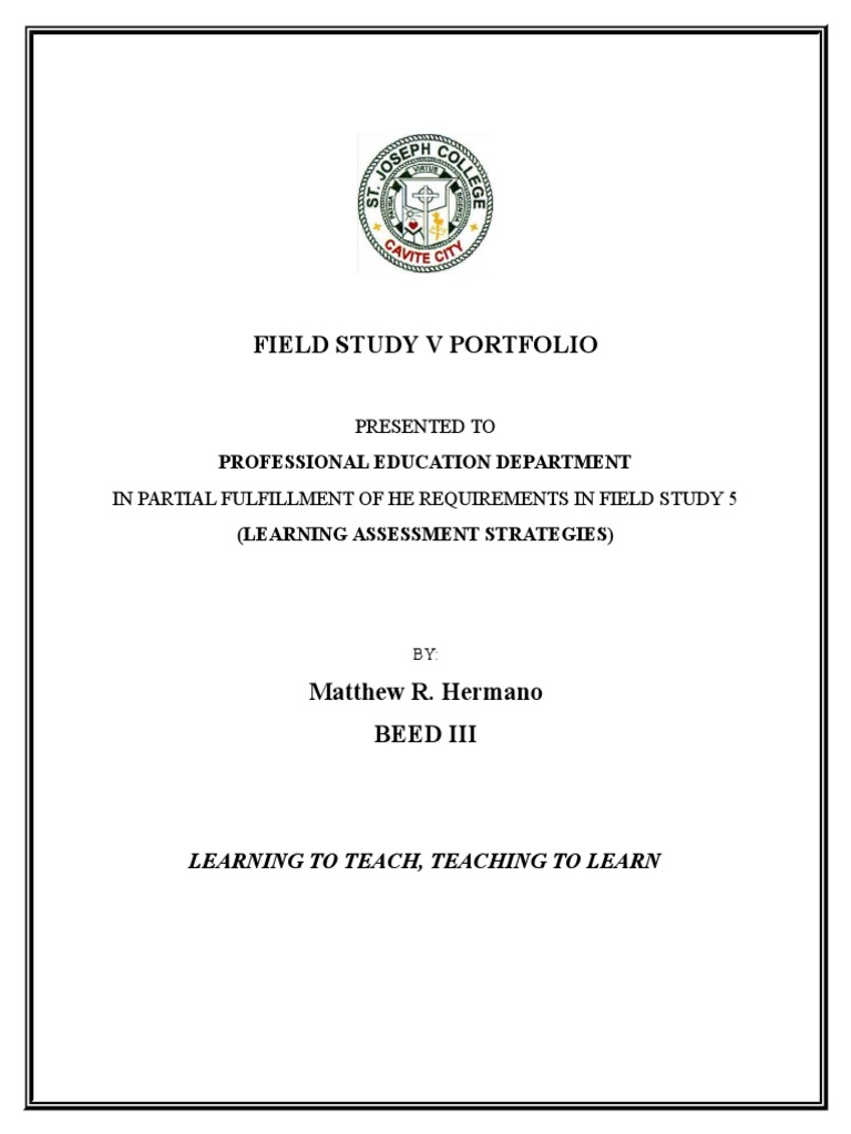 Field Study V Portfolio | PDF | Language Arts & Discipline