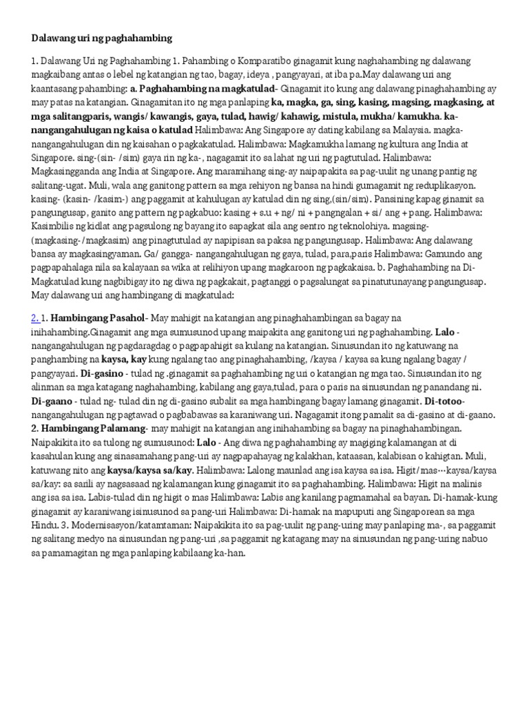 Dalawang Uri NG Paghahambing | PDF