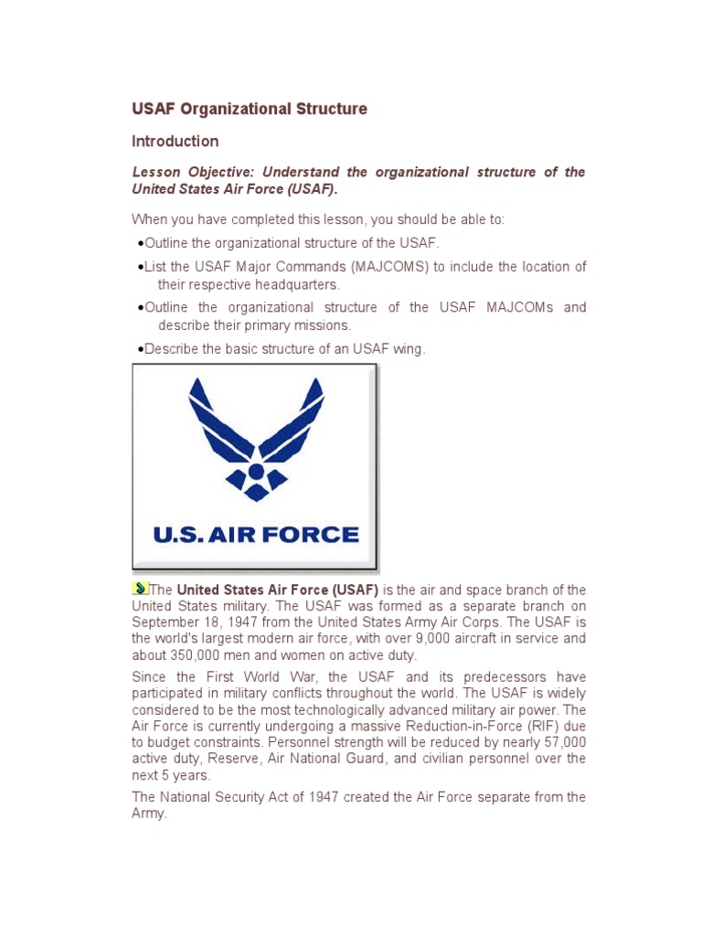 1 USAF Organizational Structure | PDF | United States Air Force | Air ...