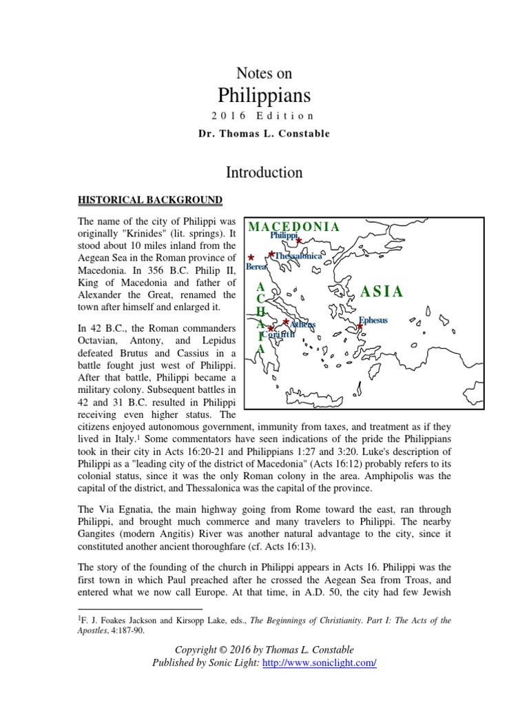 Notes On Philipians | PDF | Epistle To The Philippians | Paul The Apostle