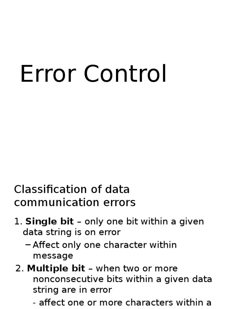 Error Control | PDF | Error Detection And Correction | Forward Error ...