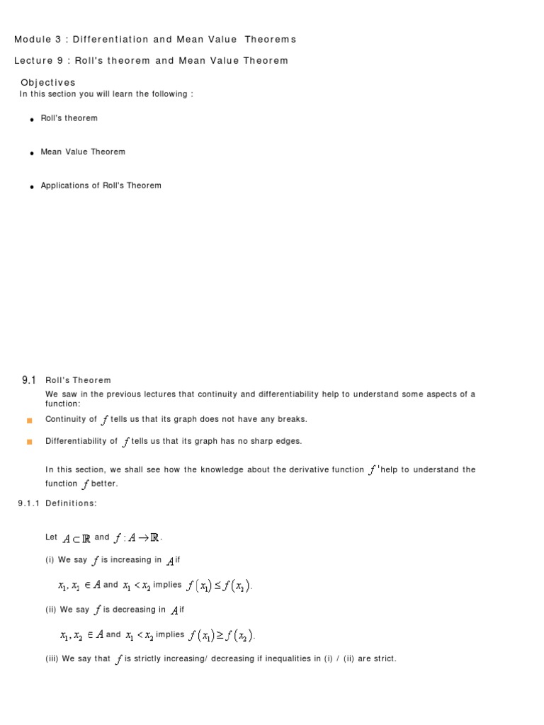Mean Value Theorems | PDF | Maxima And Minima | Theorem
