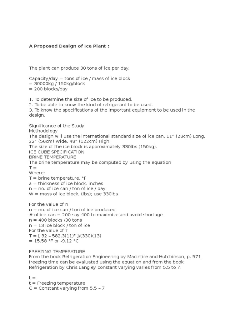 A Proposed Design of Ice Plant | Download Free PDF | Ton | Belt ...