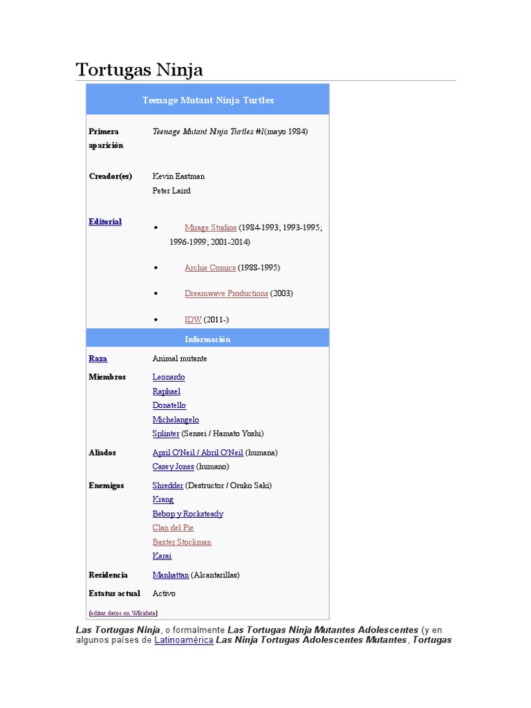 Tortugas Ninja | PDF | Televisión | Ocio