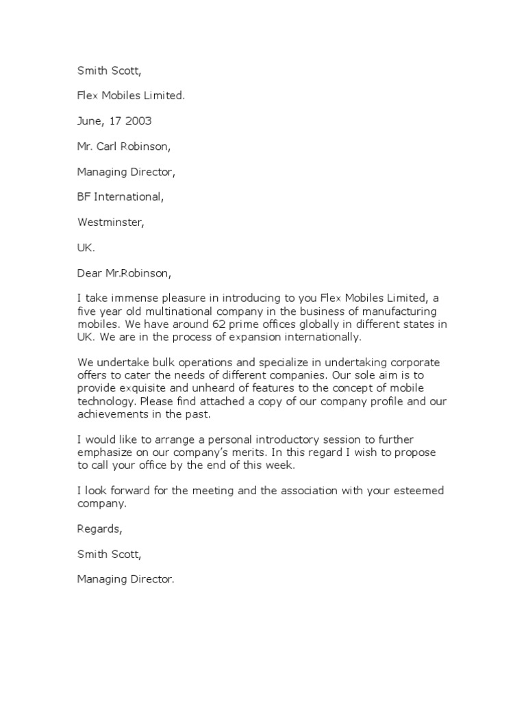 Company Introduction Letter | PDF