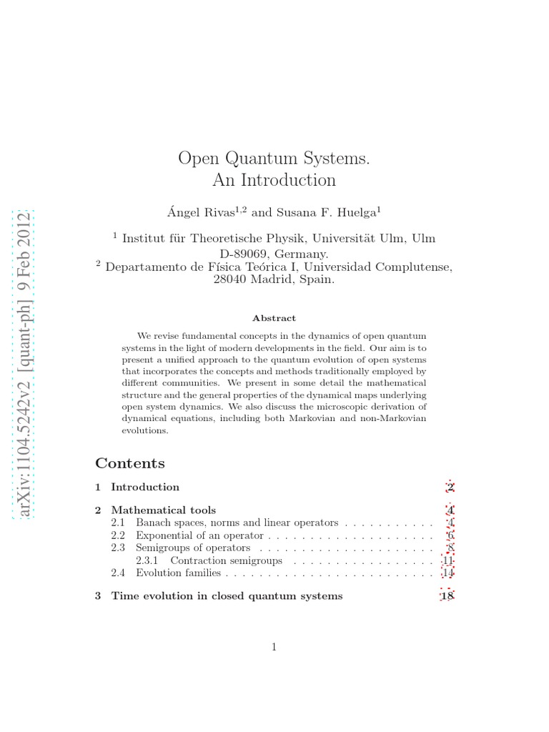 Open Quantum Systems An Introduction | PDF | Dynamical System | Quantum Mechanics