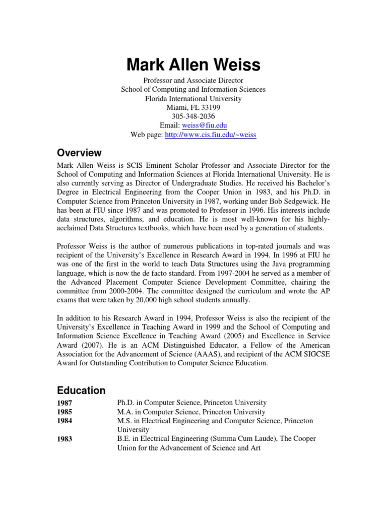 Mark Allen Weiss | PDF | Computers | Technology & Engineering