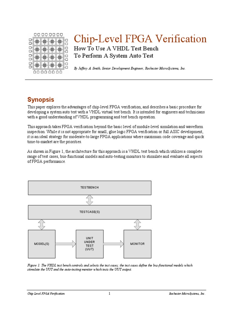 Chip-Level FPGA Verification: How To Use A VHDL Test Bench To Perform A ...