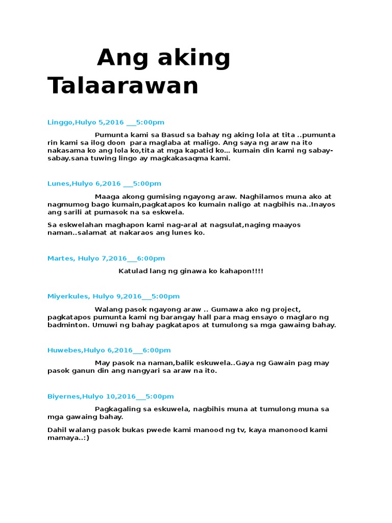 Ang Aking Talaarawan | PDF
